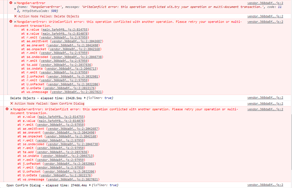 MongoServerError when deleting objects and DevTools crashed - Ask the community - Appfarm Community