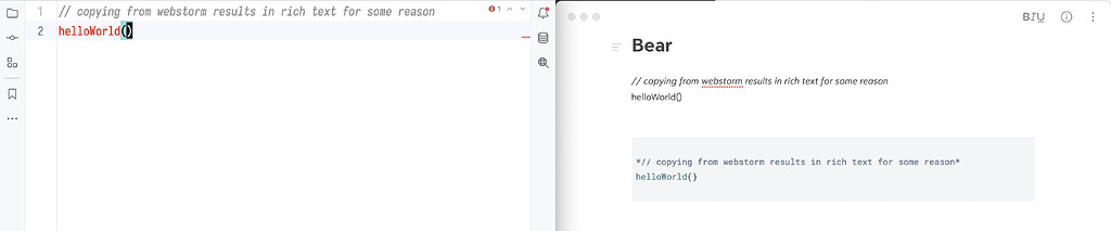 Pasting Rich Text into Code Blocks Adds Markdown Formatting - Panda Bug Reports - Bear Community