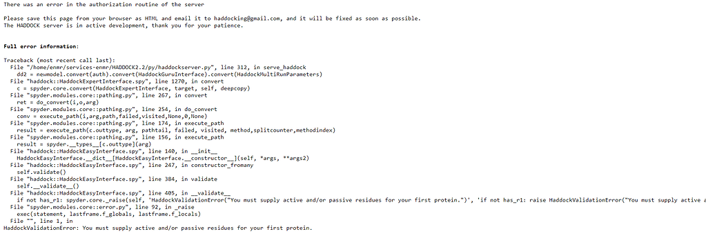 Error in HADDOCK using MS Crosslink data - HADDOCK - BioExcel