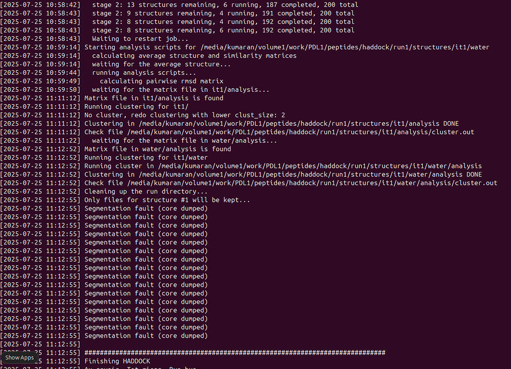 Local haddock 2.5 segmentation error - HADDOCK - BioExcel