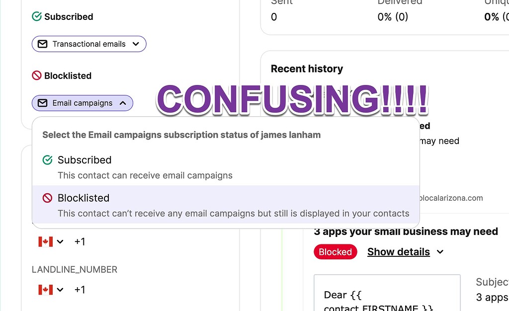 Blocklisted interface is confusing - Contacts - Brevo Community