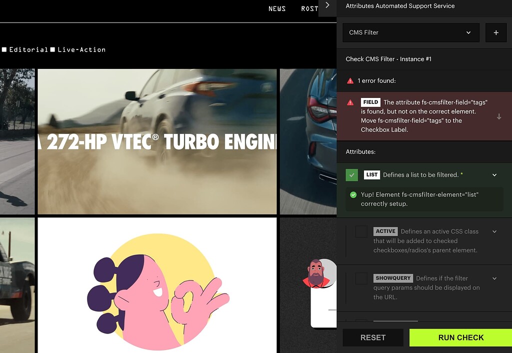 Getting attribute errors with automated attributes checker - Attributes ...