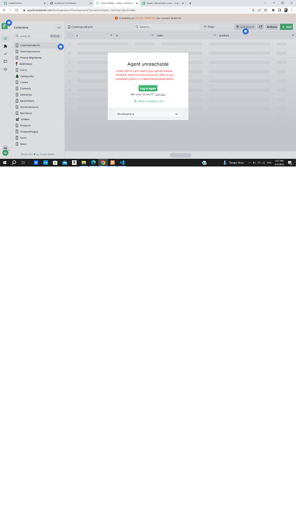 Agent Unreachable error - Help me! - Forest Admin Developers Community