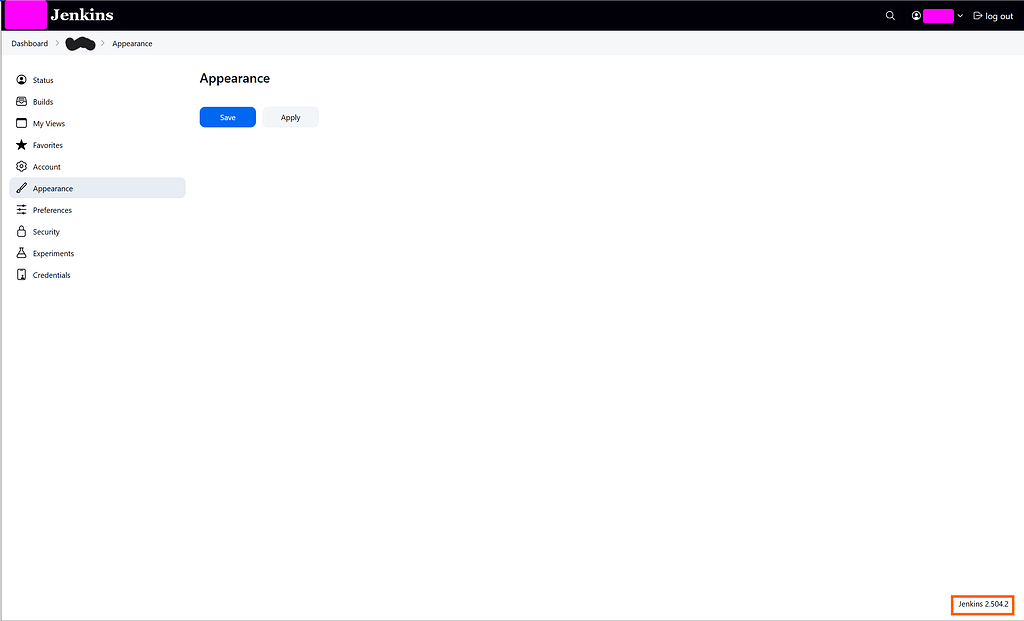 Appearance page not rendered completely - Using Jenkins - Jenkins