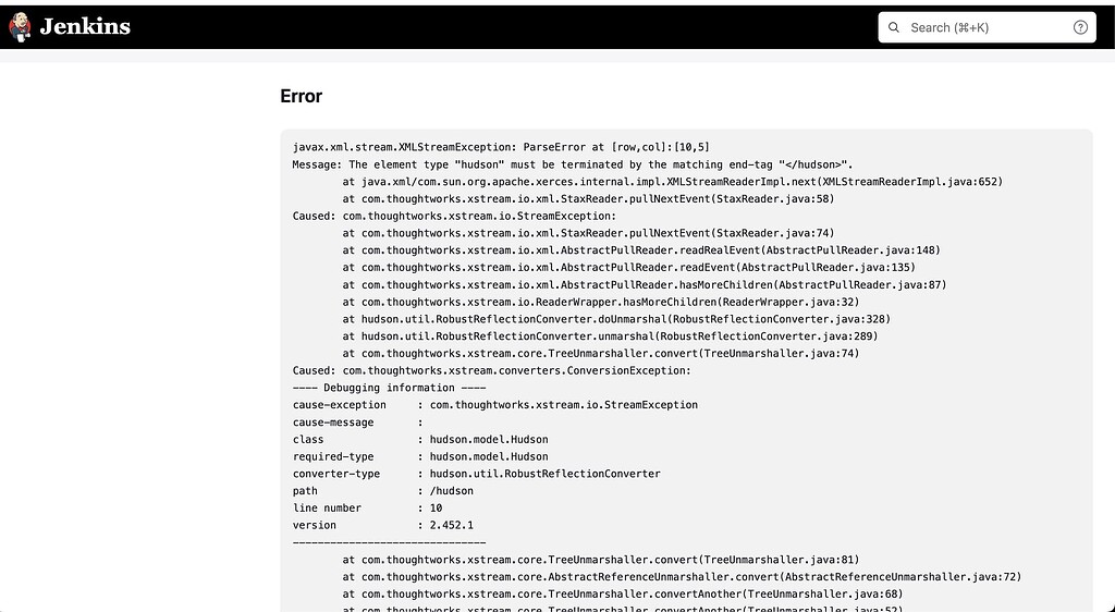 Getting error message after making some change in config.xml - Using ... Getting error message after making some change in config.xml - Using ...