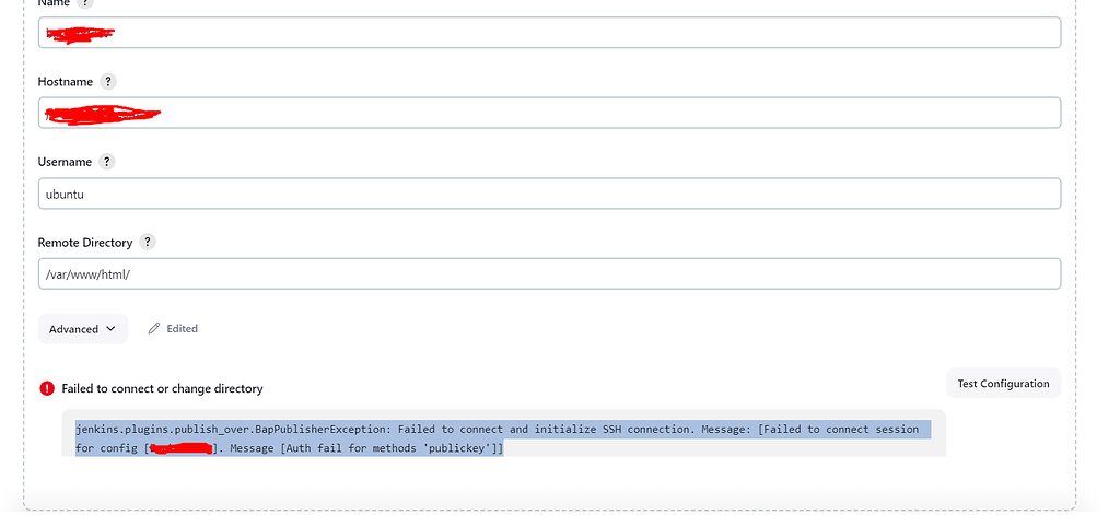 Publish Over SSH fail to Connect remote server - Using Jenkins - Jenkins