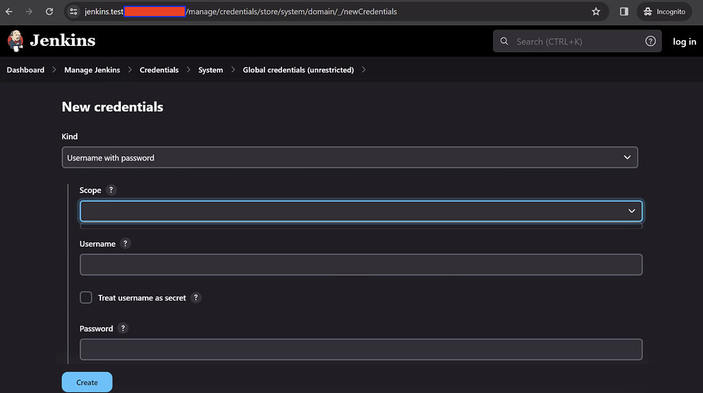 Not able to see scopes of Credentials plugin accessing on Domain name working fine on IP - Using ...