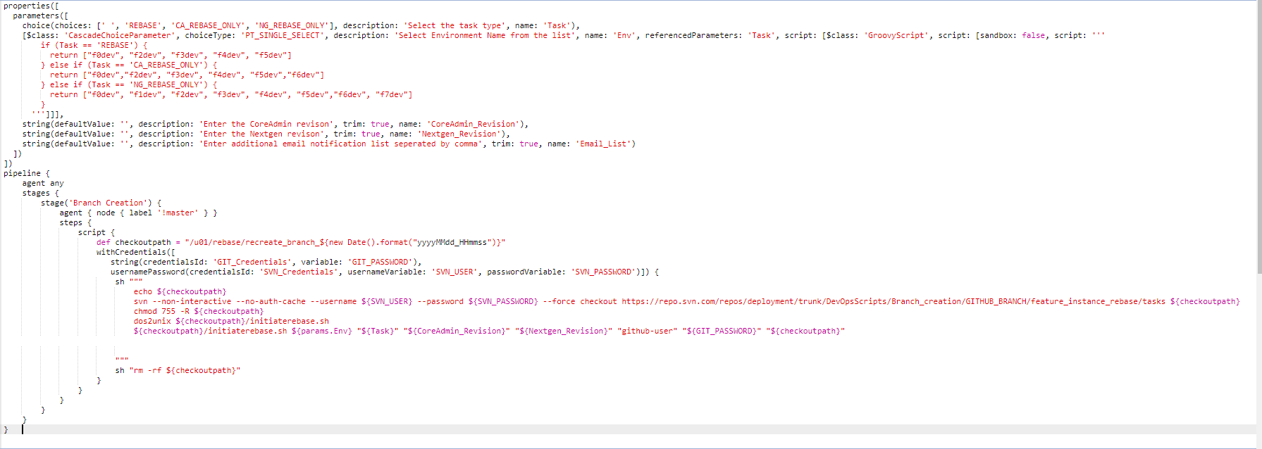 Retrieving active choice reactive variables using scripts from SVN - Ask a question - Jenkins