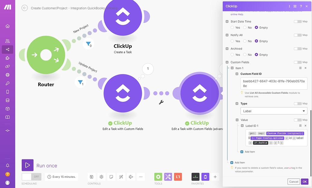 ClickUp: modifying Drop Down Custom Field - How To - Make Community