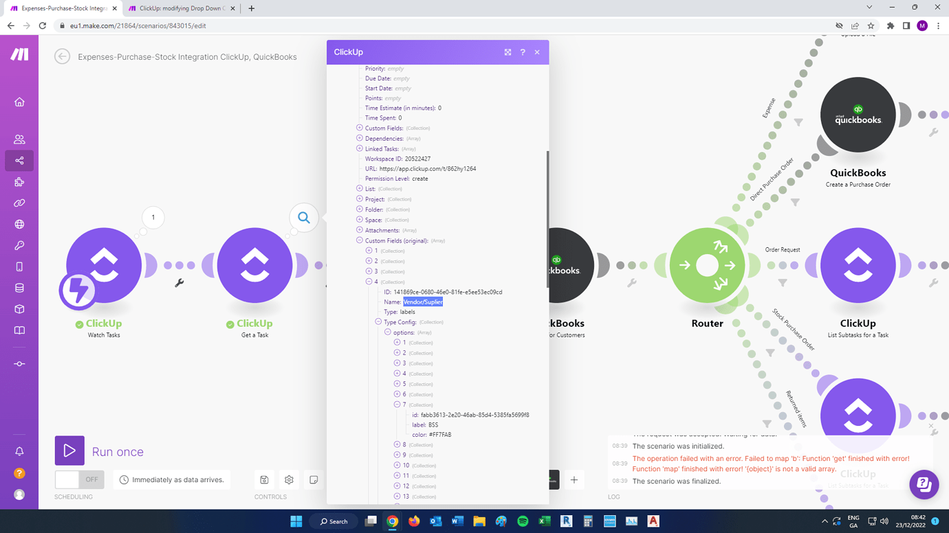 ClickUp: modifying Drop Down Custom Field - How To - Make Community