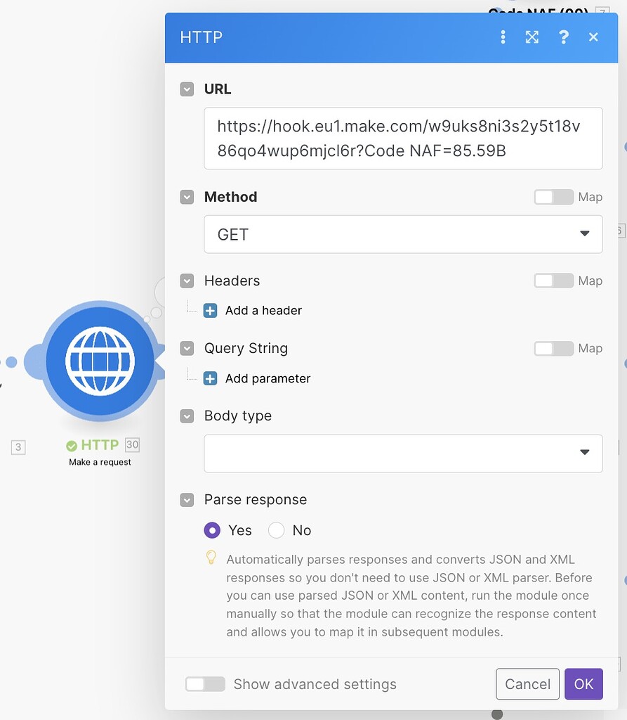 Receive in response a JSON from a webhook of another scenario - How To - Make Community