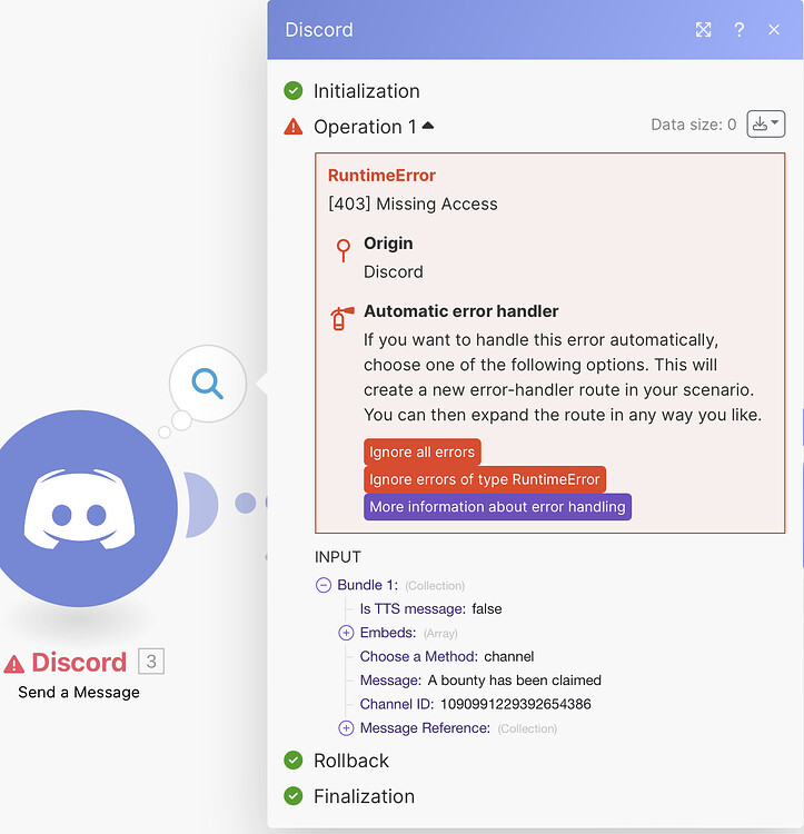 "Missing Access" error message when performing a Discord Send Message action/module - How To ...