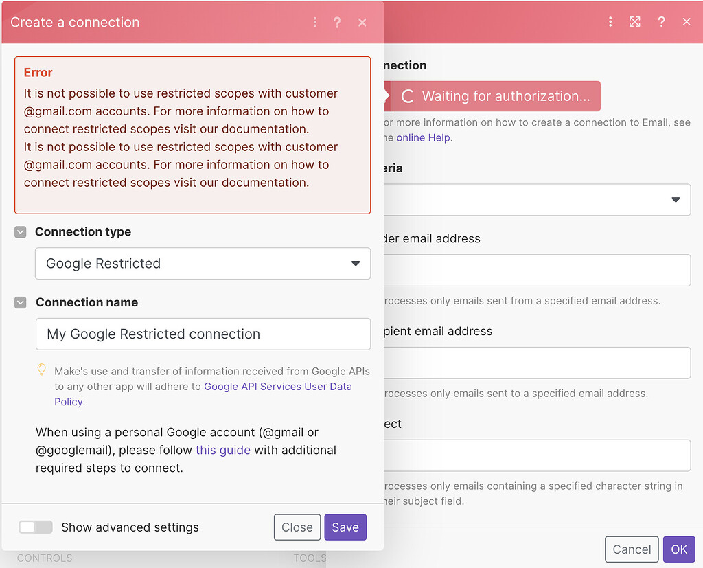 Google email Restricted - Getting Started - Make Community