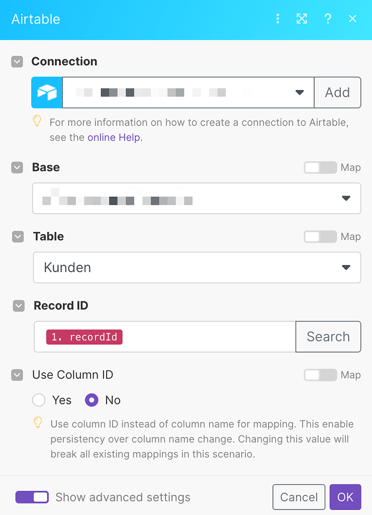 Airtable "Use Column ID" Function - Features - Make Community