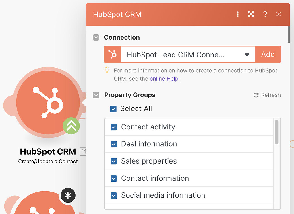 New HubSpot API/modules - no properties are showing up, can't switch ...