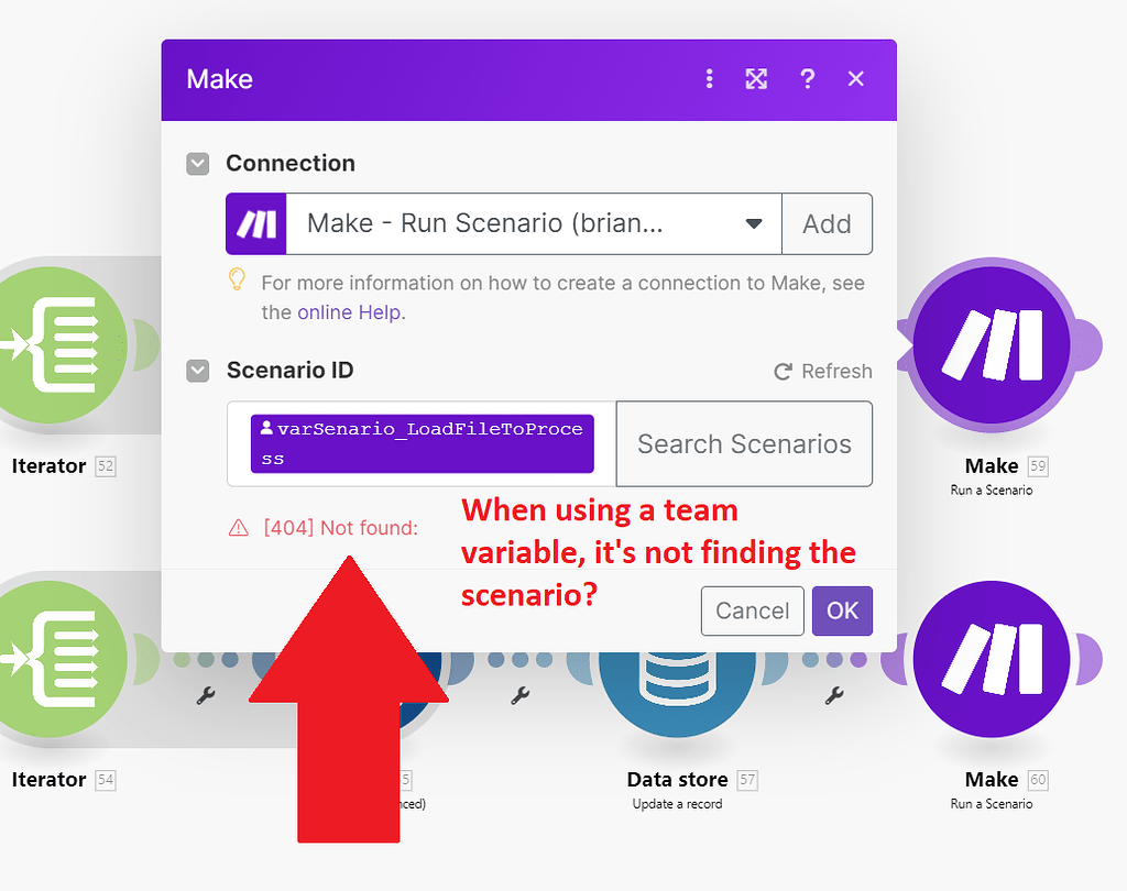 Use a variable to store scenario ID to use in "Run A Scenario" - How To - Make Community