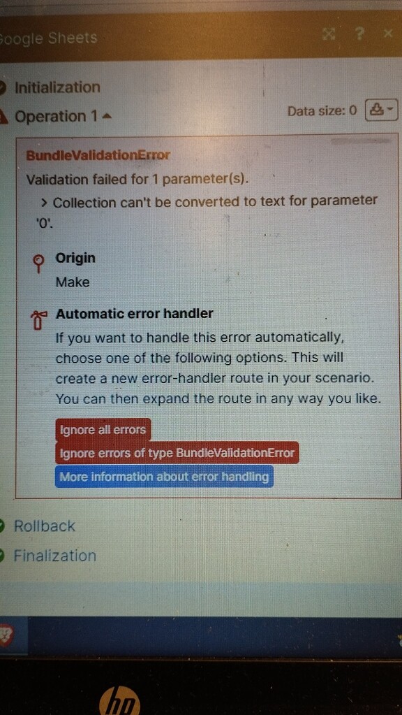 Face BundleValidationError from Glide to Google Sheet - How To - Make Community