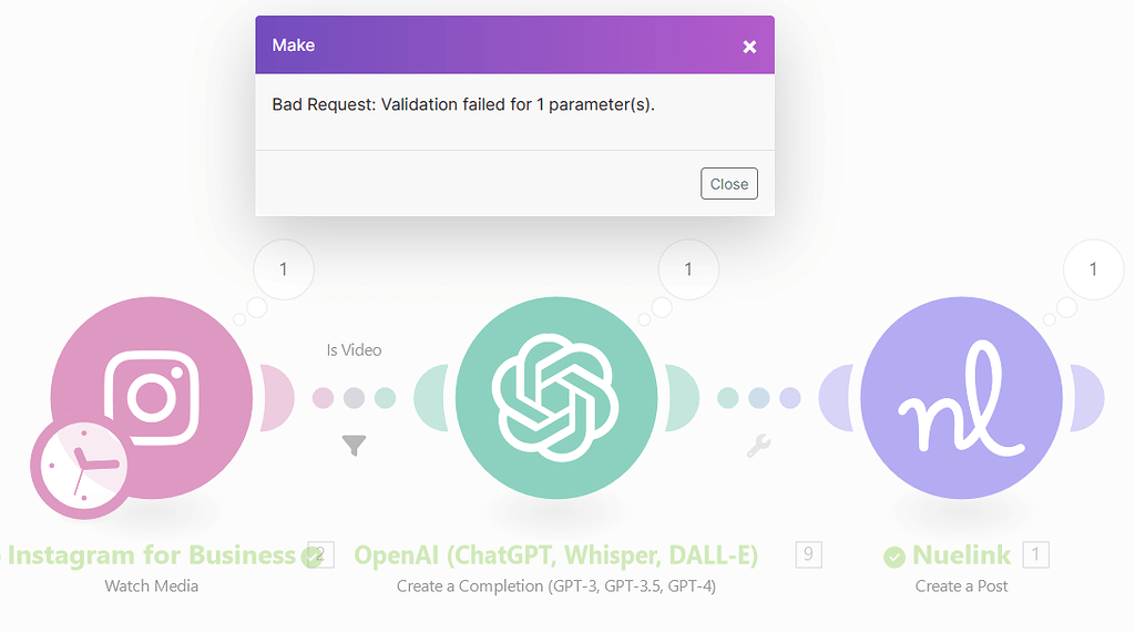 Bad Request Validation Failed For 1 Parameter S Instagram Chatgpt Nuelink Getting