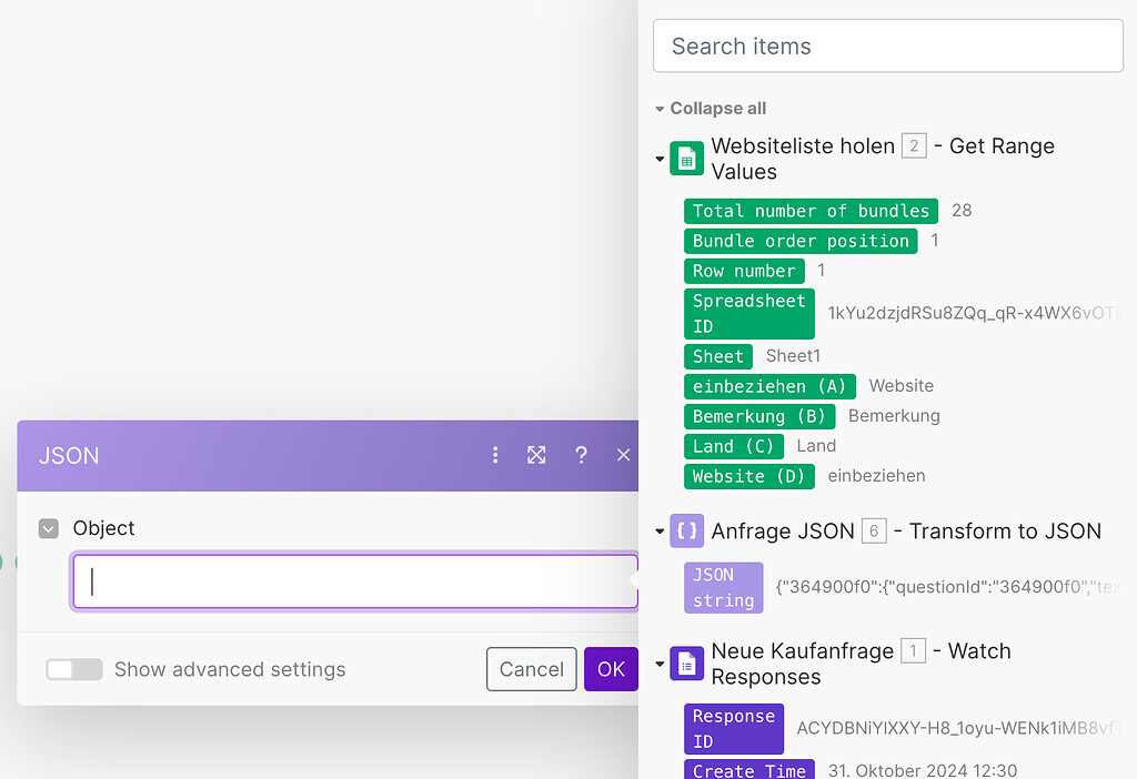 Google Sheet Values to JSON - How To - Make Community