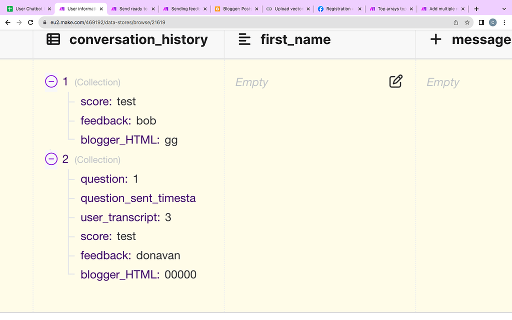 Data Stores Adding Data To An Array Getting Started Make Community