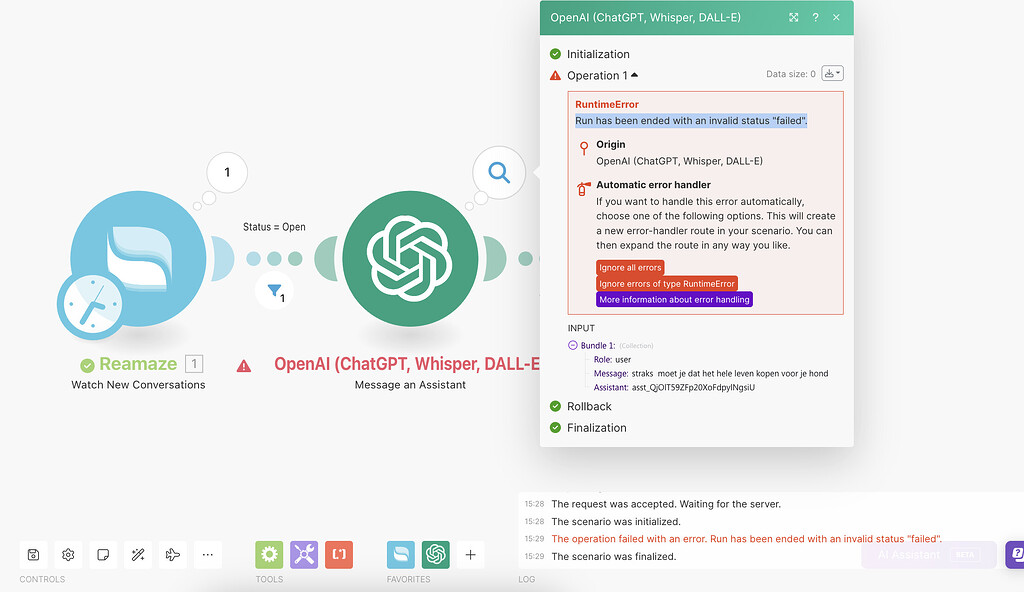 Failed open ai API Call using Make.com. Status Failed - How To - Make ... Failed open ai API Call using Make.com. Status Failed - How To - Make ...