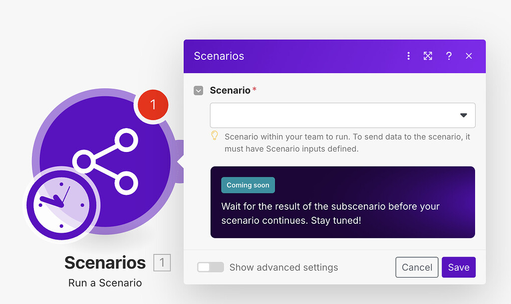 Subscenario UI missing (paid account) - Features - Make Community
