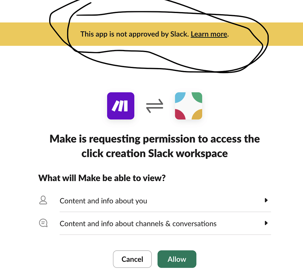 Can't connect slack - Getting Started - Make Community