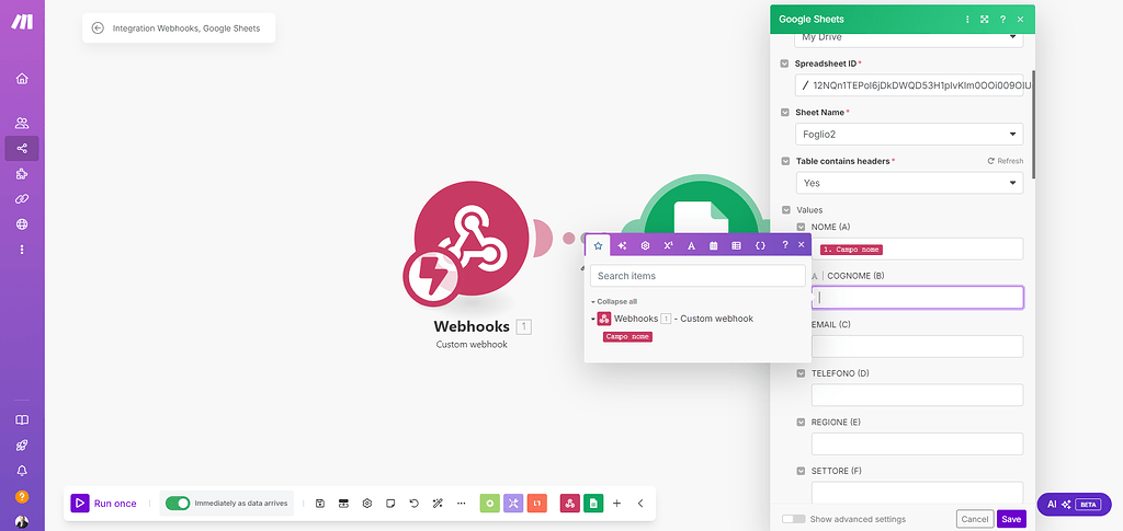 Custom webhooks google sheet - Getting Started - Make Community