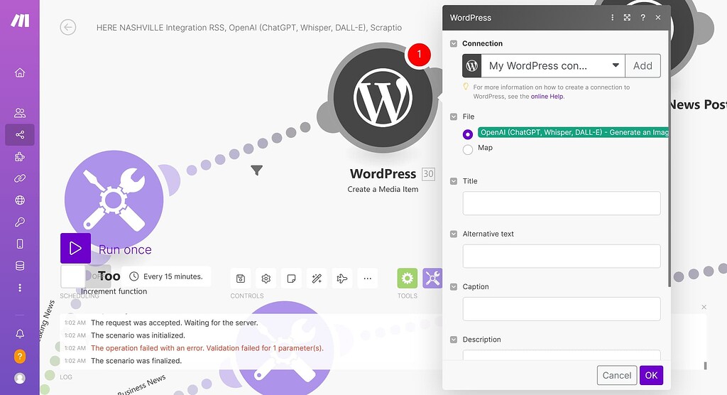 Create media on wordpress after Dalle Image generation - How To - Make Community