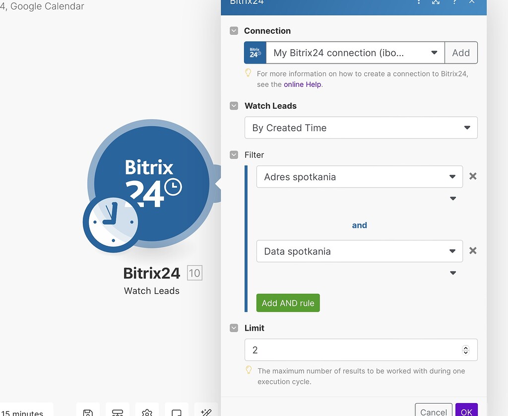 Bitrix24 variables are not shown in creating event in google calendar - How To - Make Community