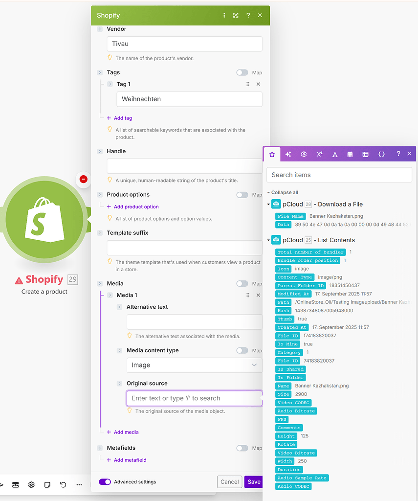 Download Image pCloud, Upload to Shopify - How To - Make Community