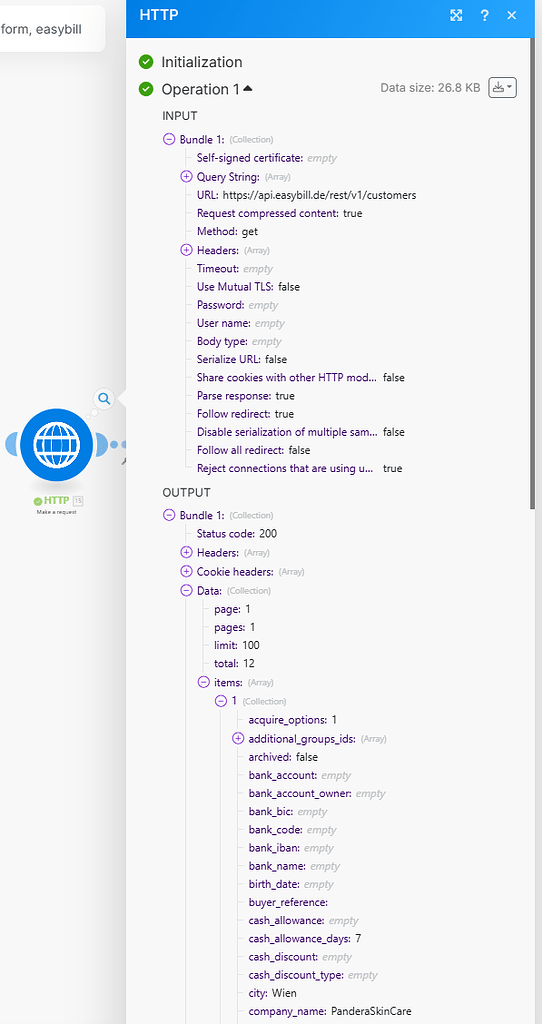 Set variable producing empty collections from http easybill - How To - Make Community
