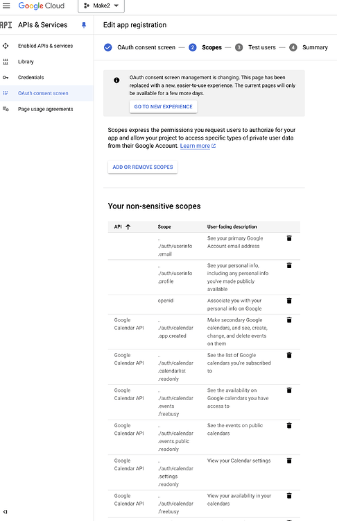 Issue with Google Calendar Module: Error 403 "Request had insufficient authentication scopes ...