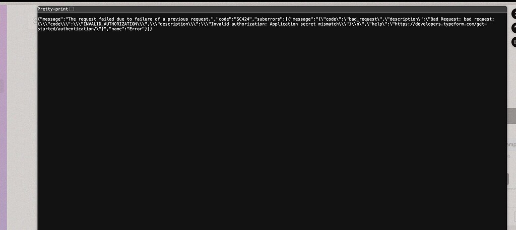 Typeoform Make Error code":"SC424" - Getting Started - Make Community
