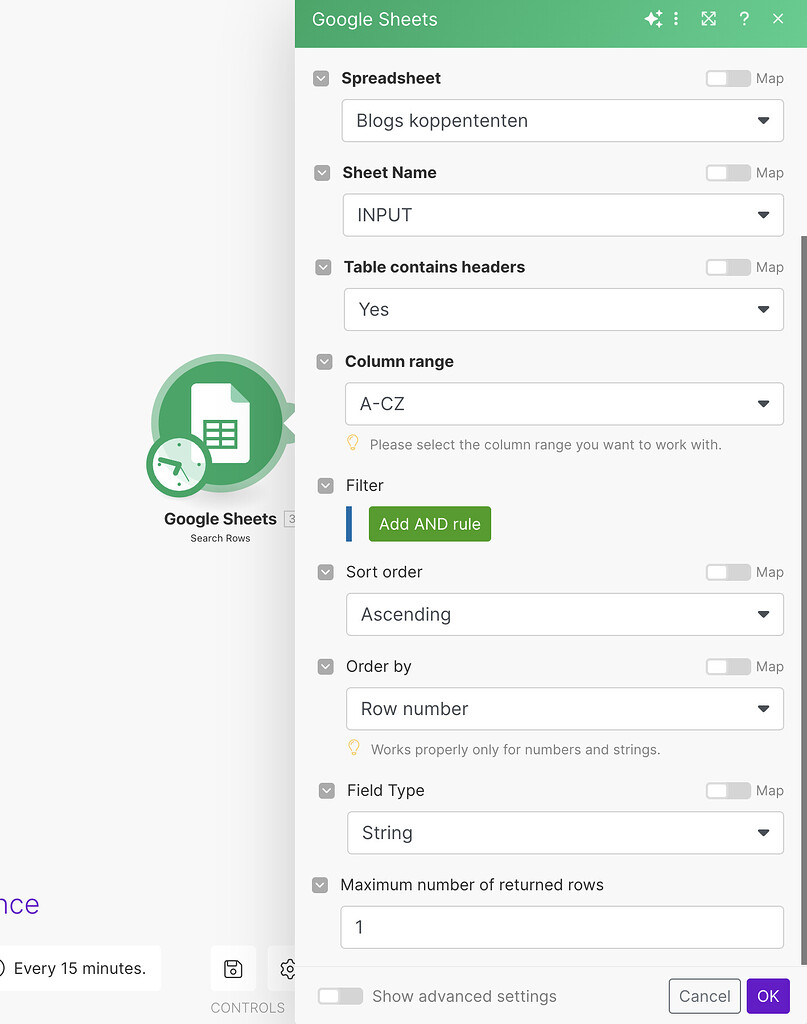 Google sheets trigger watch new rows not taking the next row - How To - Make Community