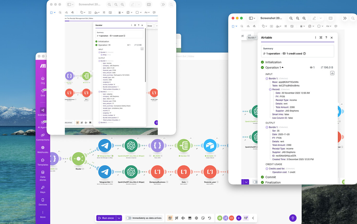 Issue sending bundles from Iterator to Airtable to create multiple lines - Questions - Make ...