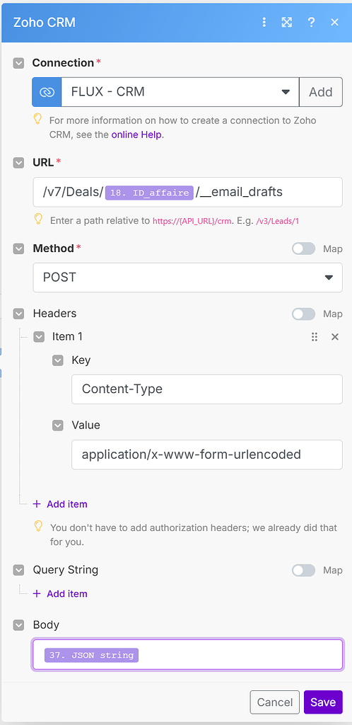 How to create draft email using Zoho CRM API - How To - Make Community