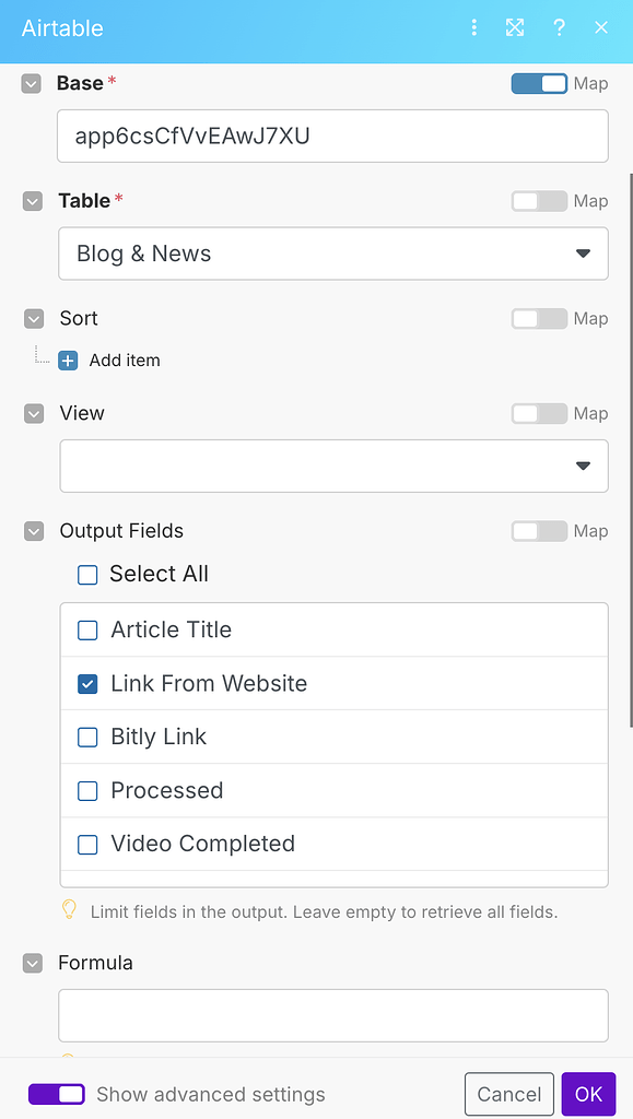 Airtable Returning Record ID not my custom URL - How To - Make Community
