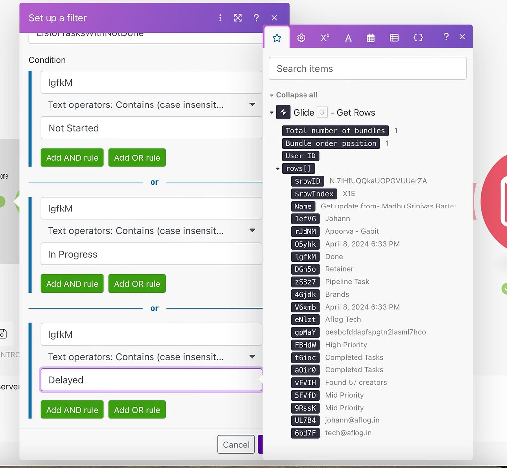 Need help filtering value from Glide table - Questions - Make Community