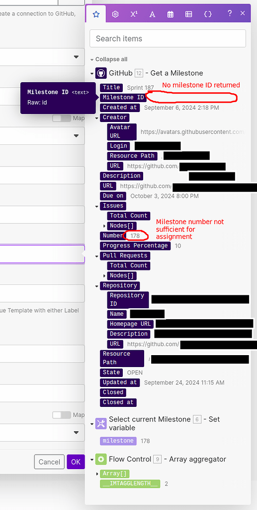 GitHub "Search Milestones" and "Get a Milestone" modules missing ...