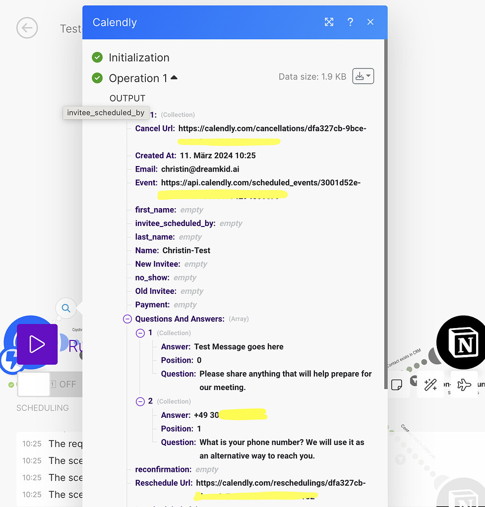 Calendly: How can I access information from the bundle output? - How To - Make Community