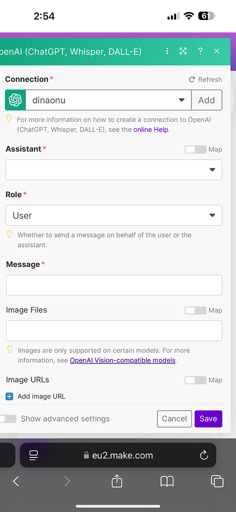 Issue with Assistant Field in Make for OpenAI Integration - Features - Make Community