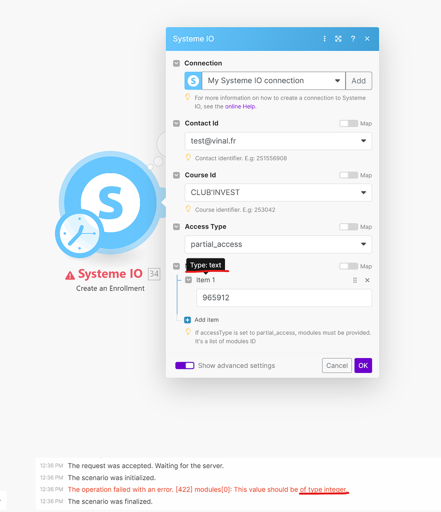 Issue with Module ID Format in Custom Enrollment (systeme.io) - How To - Make Community