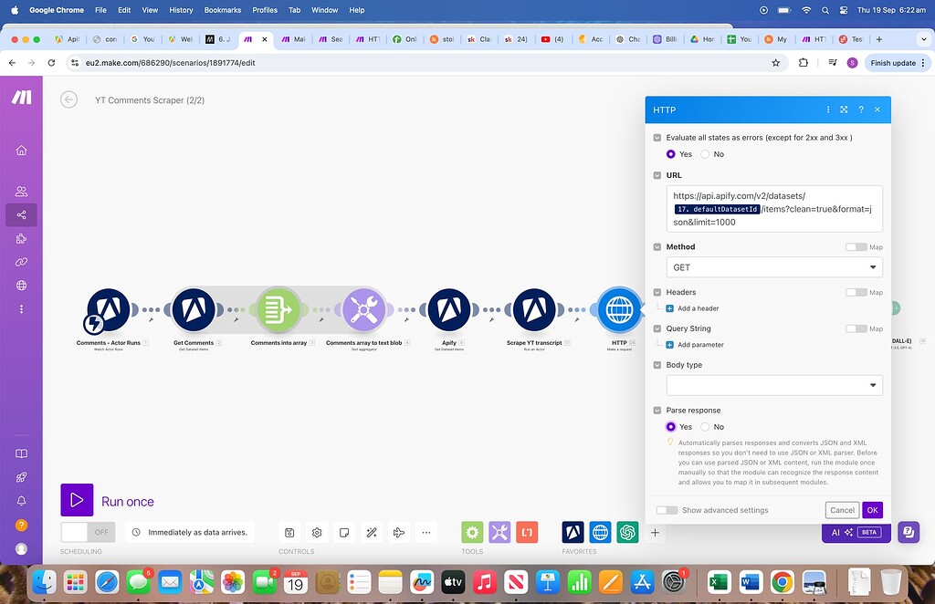 HTTP GET module is not fetching any output data after successful run - Getting Started - Make ...