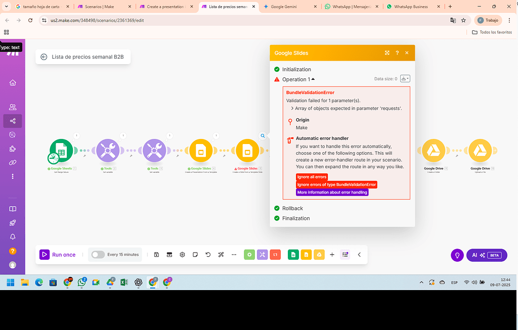 Publicacion Error "BundleValidationError: Array of objects expected in parameter ‚requests‘" al ...