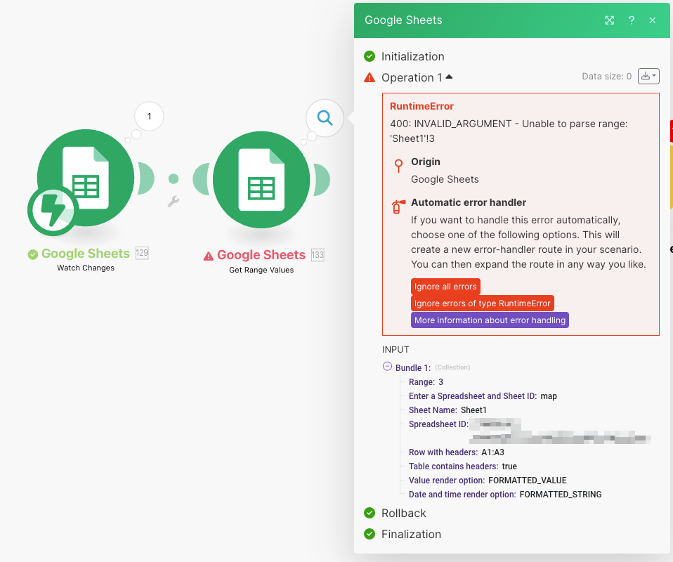 Instant scenario - watch new rows - google sheets - How To - Make Community