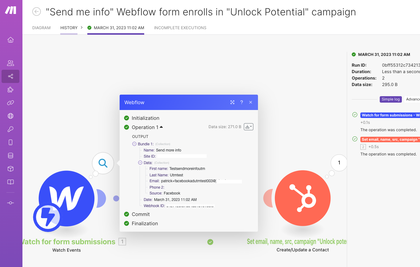 Webflow popup form UTMs > Make > Hubspot halp! - How To - Make Community Webflow popup form UTMs > Make > Hubspot halp! - How To - Make Community