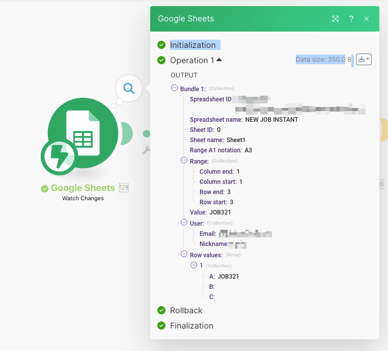 Instant scenario - watch new rows - google sheets - How To - Make Community