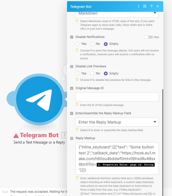 Problem With Webhook In Telegram Module Reply Markup How To Make