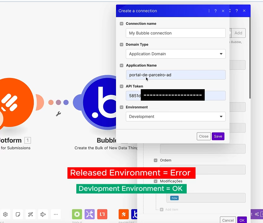 Bubble connection error in Released Environment - How To - Make Community